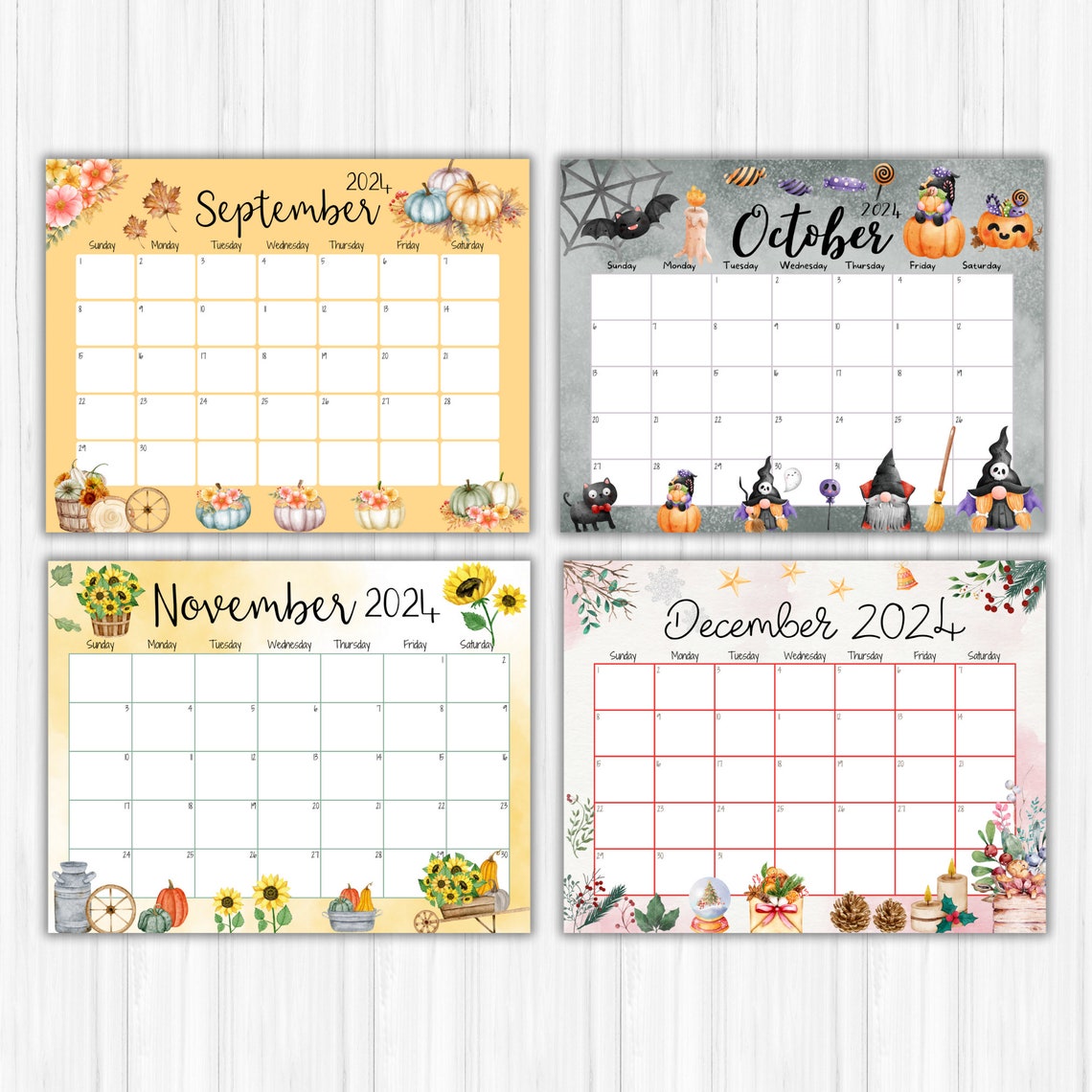 EDITABLE Academic Calendar 2024-2025 From September to August ...