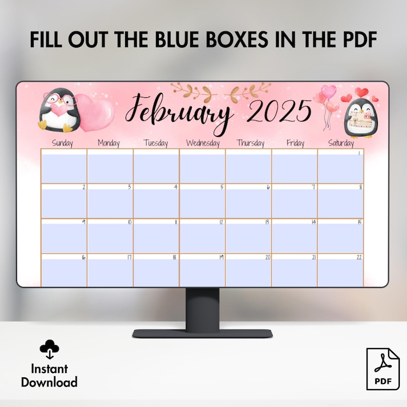 EDITABLE February 2025 Calendar, Valentine's Day, Homeschool, Loving ...