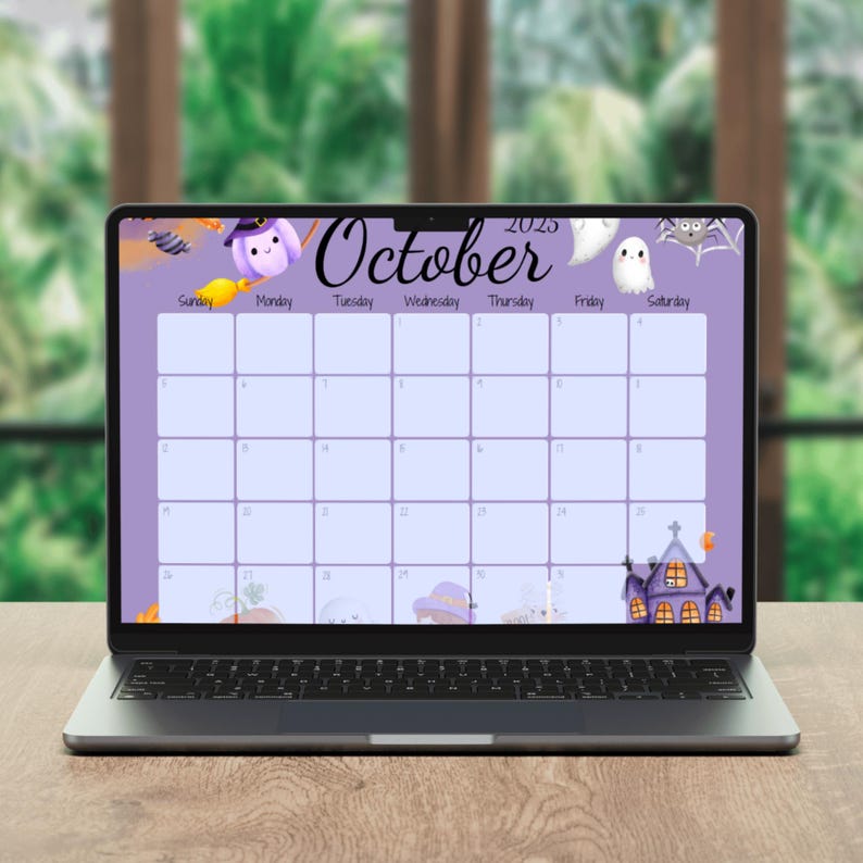 EDITABLE October 2025 Calendar, Happy Halloween, Pretty Ghost, Cute ...