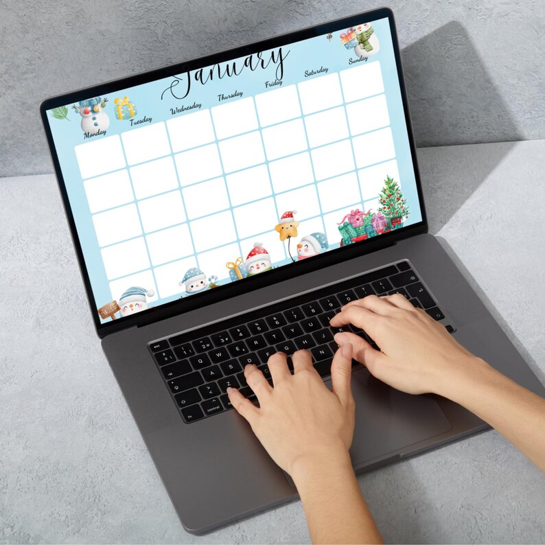 EDITABLE January Calendar, Beautiful Winter, Happy Snowmen, New Year ...