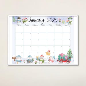 EDITABLE January 2025 Calendar, Beautiful Winter, Happy Snowmen, New ...