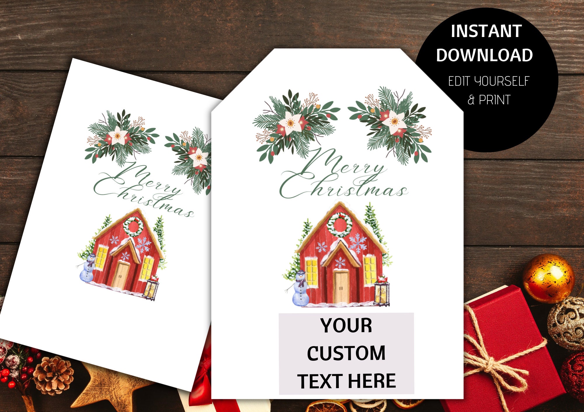 Printable Christmas Gift Tags, Template Merry Christmas Tag, Holiday ...