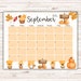 EDITABLE September 2024 Calendar, Back to School, Cute Fox, Vertical ...