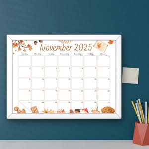November 2025 Printable Calendar, Fall Aesthetic Monthly Planner ...