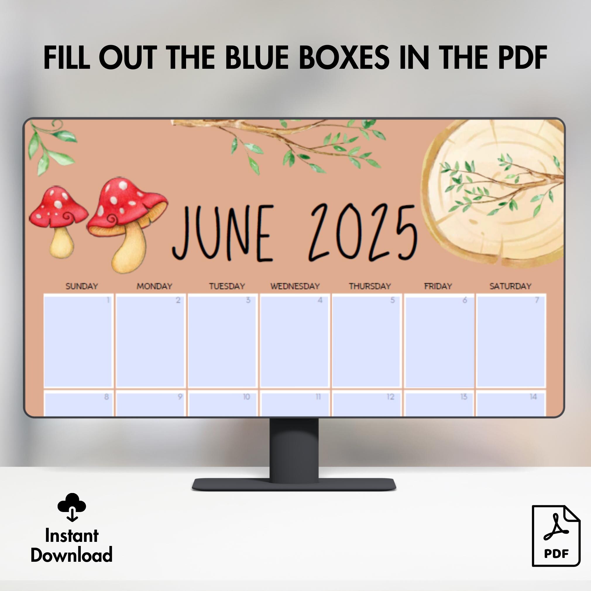 June 2025 Woodland Animals Printable Calendar, Forest-themed Planner ...