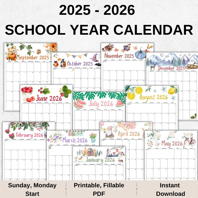 School Calendar 2025 - 2026, From September 2025 to August 2026 ...