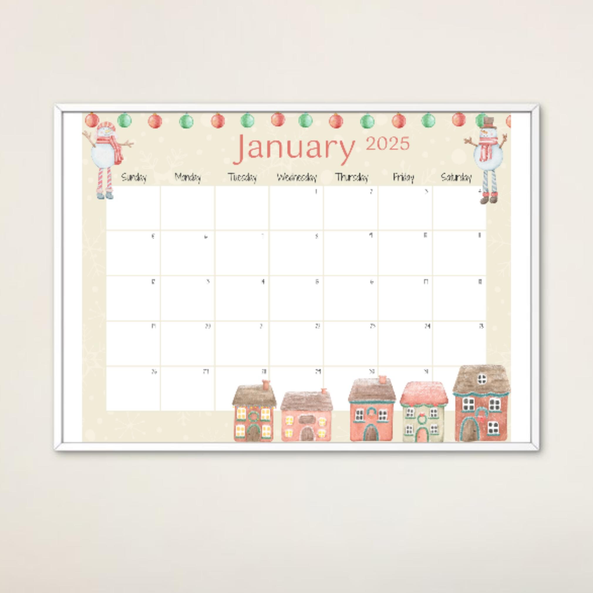 Editable January 2025 Calendar, Printable January Monthly Schedule ...