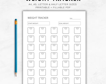 Weight Tracker Printable, Weight Loss Planner, Weight Goal Tracker ...