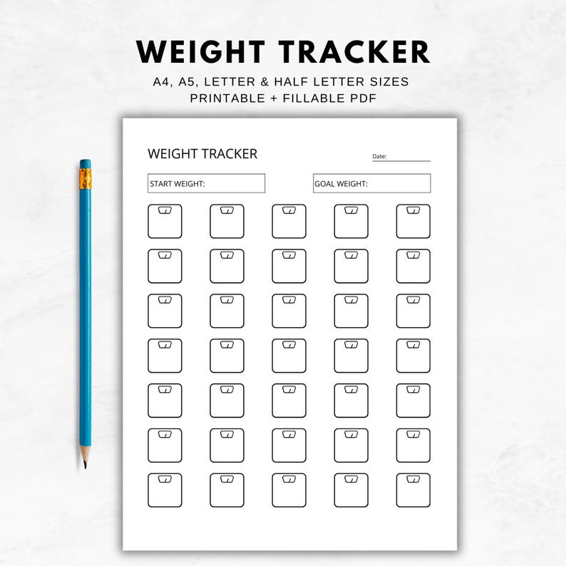Weight Tracker Printable, Weight Loss Planner, Weight Goal Tracker ...