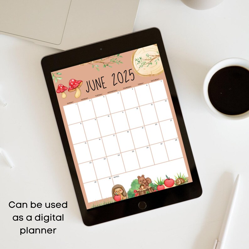June 2025 Woodland Animals Printable Calendar, Forest-themed Planner ...