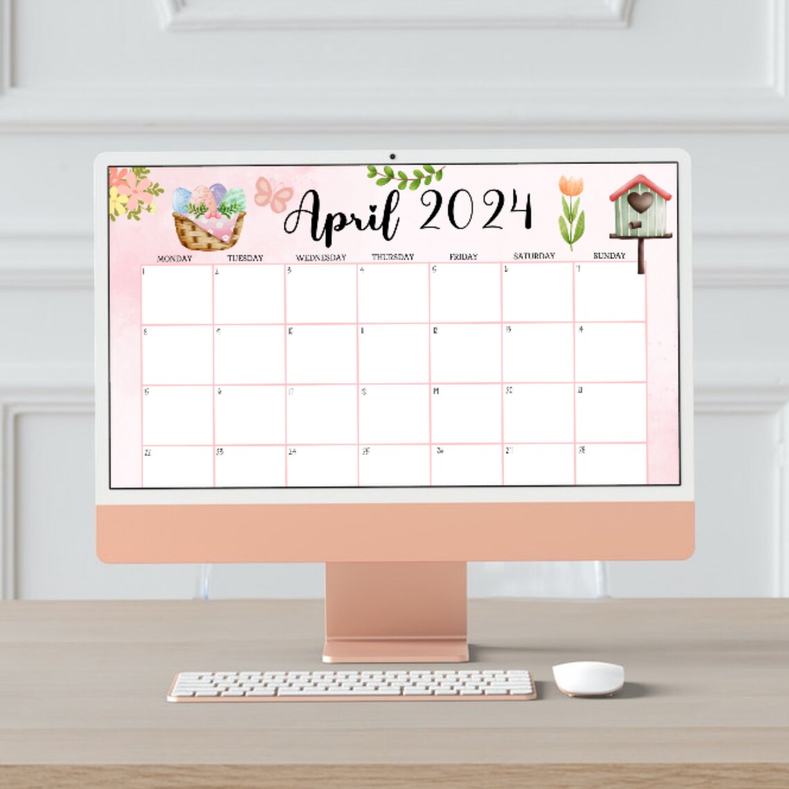 EDITABLE April 2024 Calendar, Happy Easter Day With Cute Gnomes ...