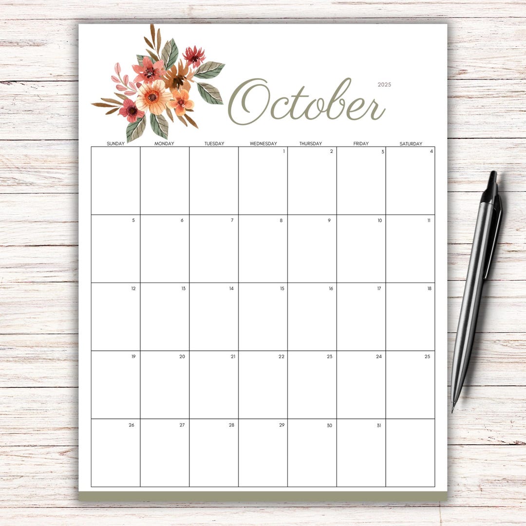 EDITABLE October 2025 Calendar, October Monthly Planner, Beautiful ...