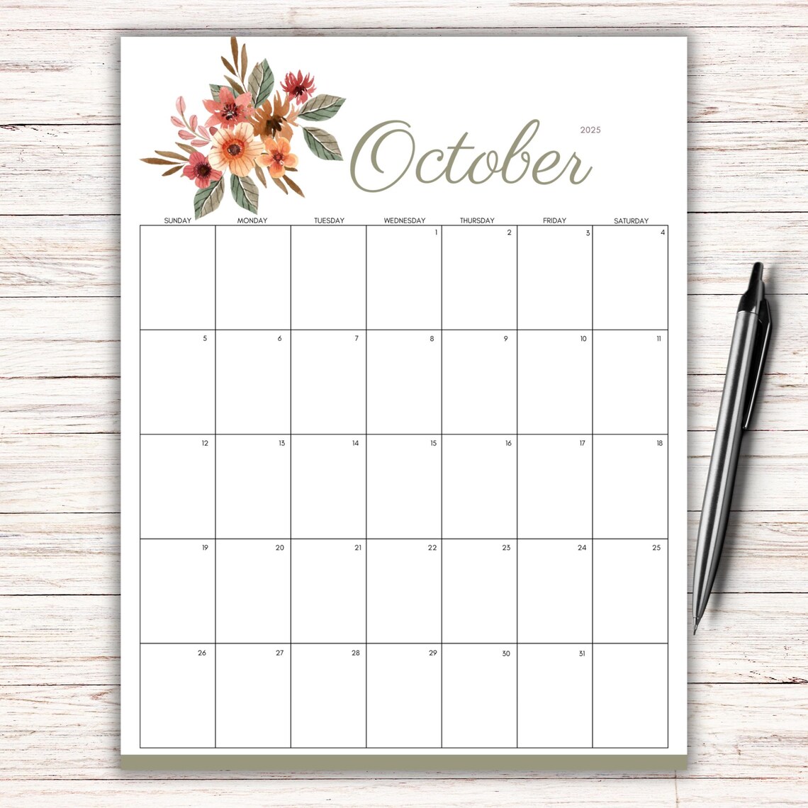 EDITABLE October 2025 Calendar, October Monthly Planner, Beautiful ...