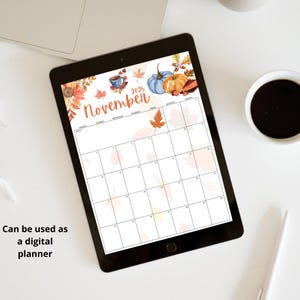 EDITABLE November 2025 Calendar, Beautiful Fall and Pumpkins, College ...