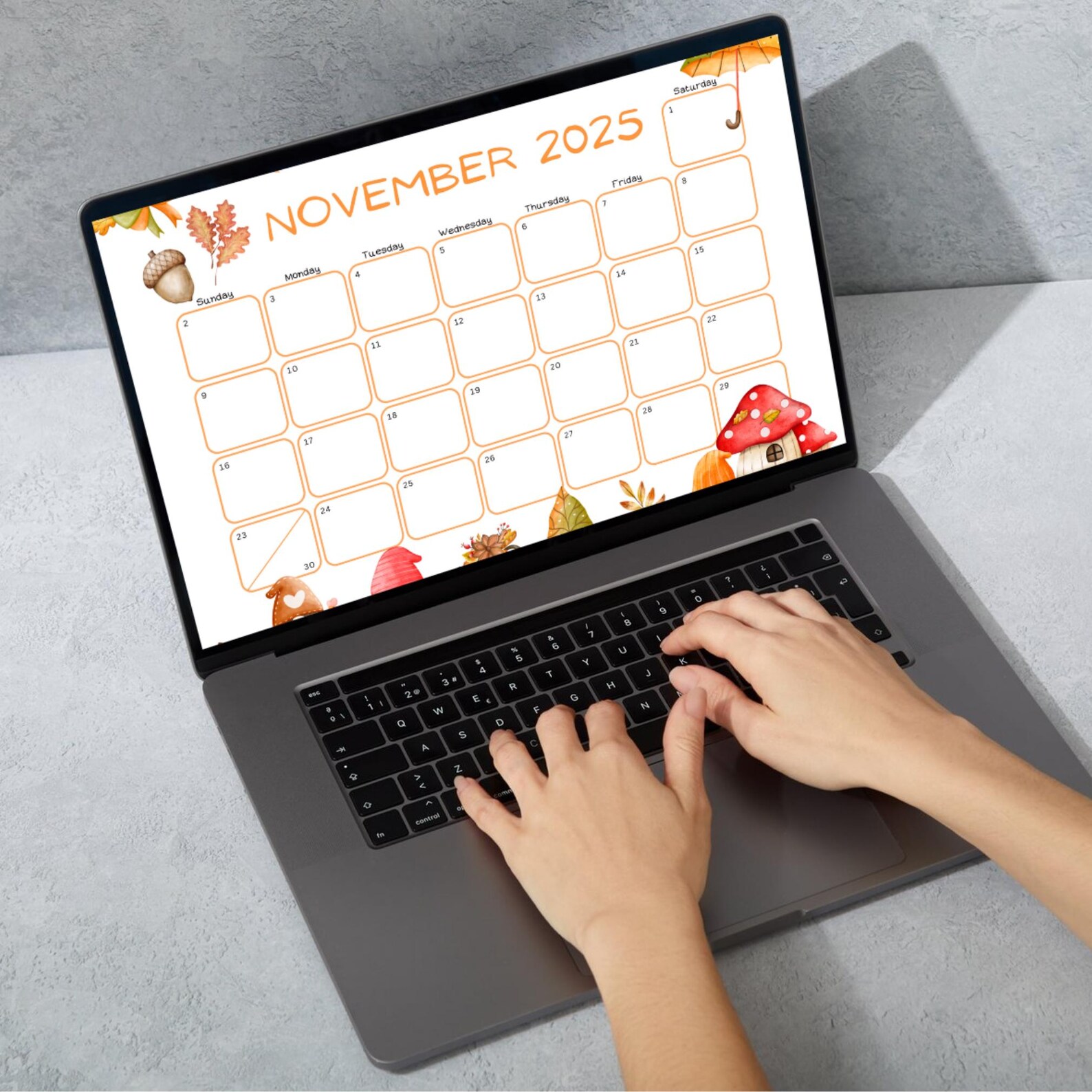 November 2025 Printable Calendar, Cute Gnome Fall Planner, Autumn ...