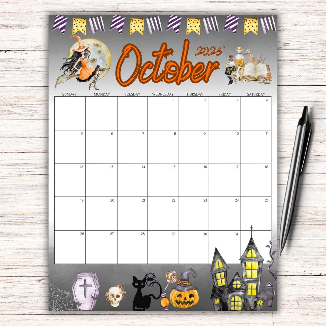 EDITABLE October 2025 Calendar, Happy Halloween, Printable Calendar ...