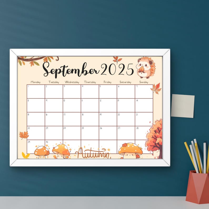 EDITABLE September 2025 Calendar, Autumn Colors, Printable, Fillable ...