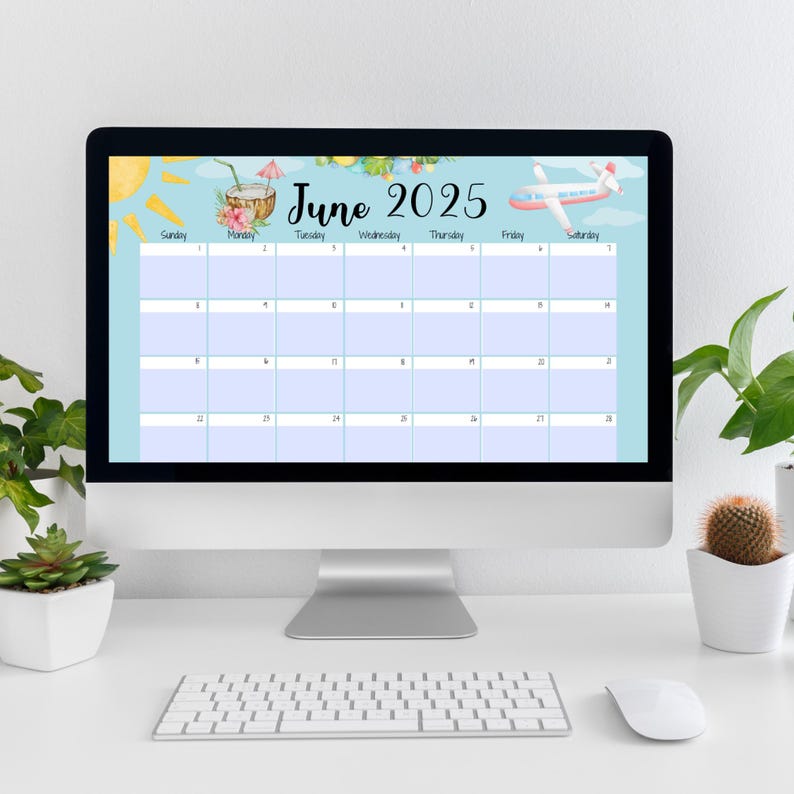 EDITABLE June 2025 Calendar, 2025 Summer Calendar, Fillable June ...