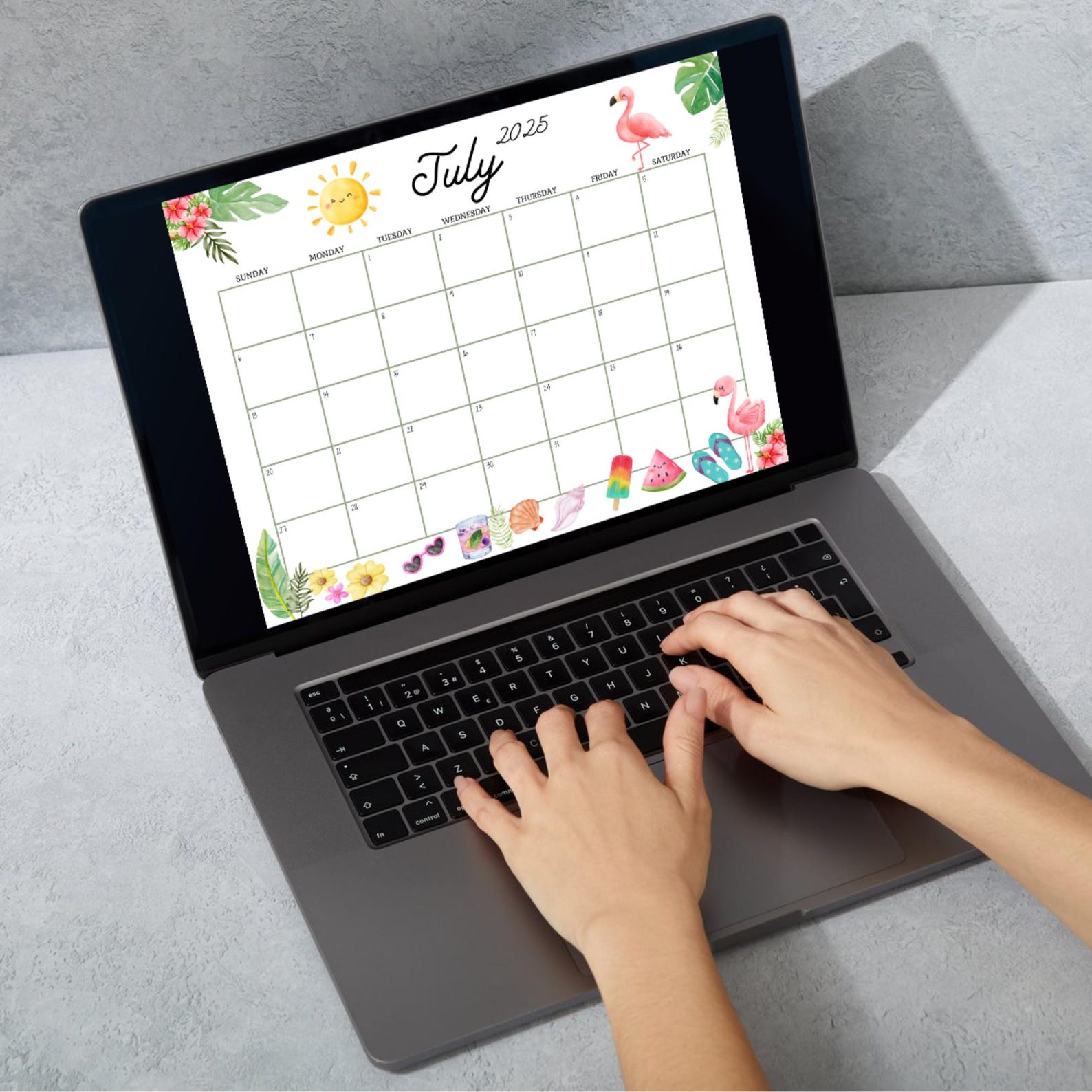 EDITABLE July 2025 Calendar, Beautiful Colorful Summer, Monthly Planner ...