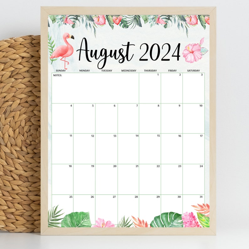 EDITABLE August 2024 Calendar, Fillable August Calendar, 2024 August ...