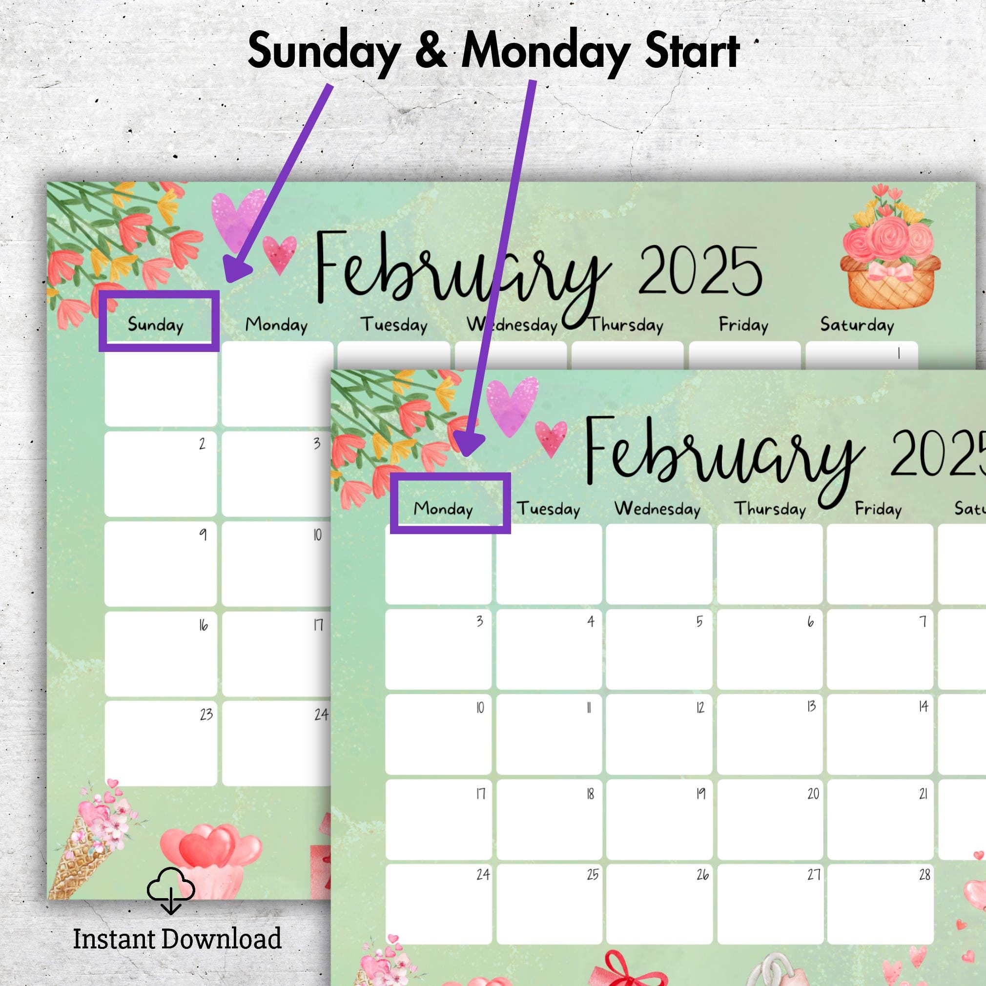 EDITABLE February 2025 Calendar, Valentine’s Day, Winter Calendar ...