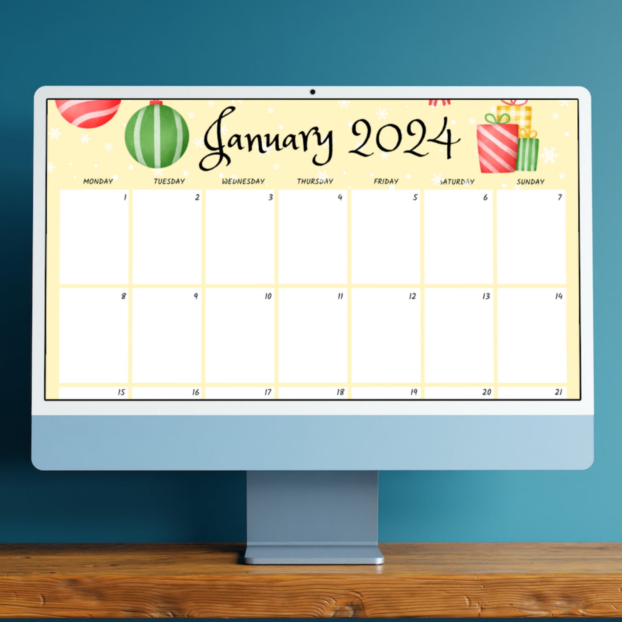 EDITABLE January 2024 Calendar, Vertical Calendar, Cute Penguins, Happy ...