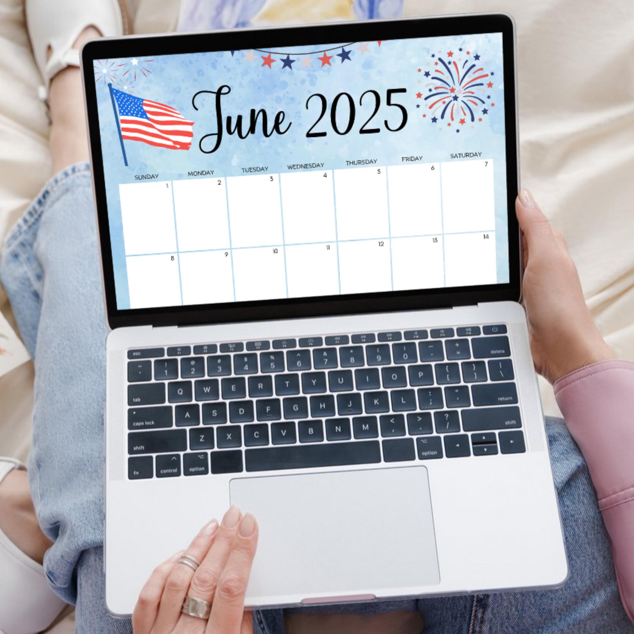 EDITABLE June 2025 Calendar, Long Live America, 2025 Summer Calendar ...