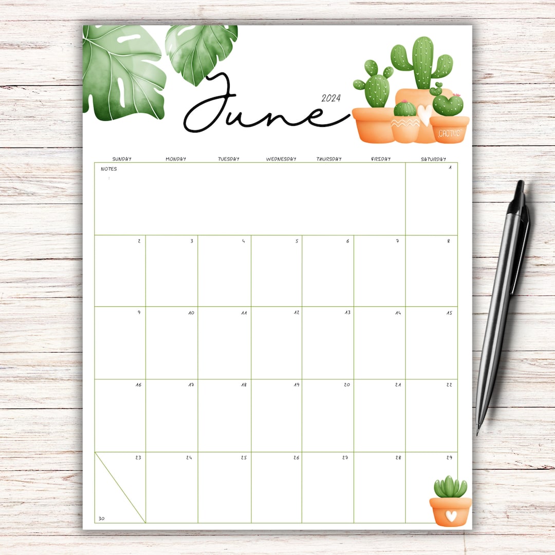 Editable 2024 June Calendar, June Monthly Planner, Summer Planner ...