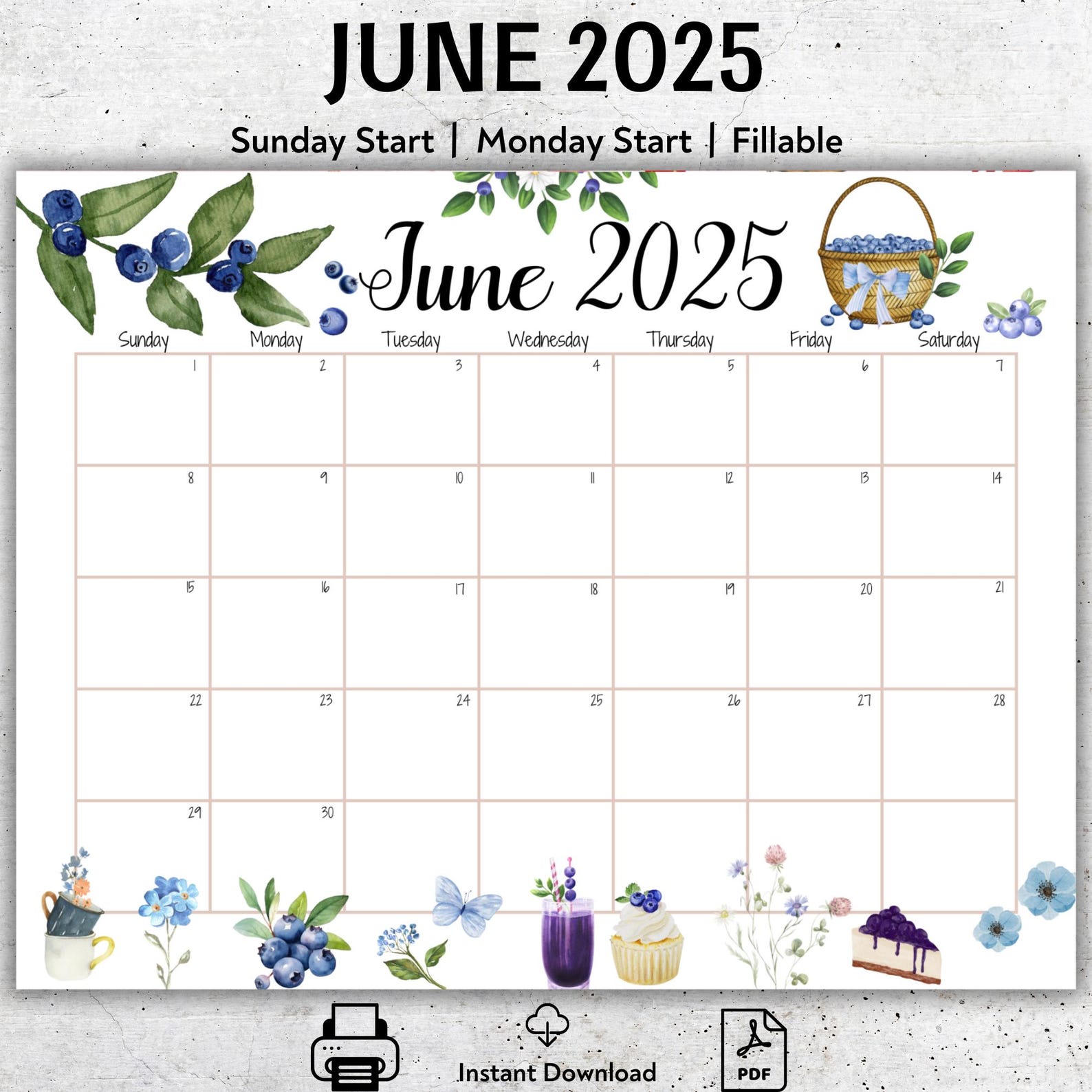 EDITABLE June 2025 Calendar, School Calendar, Fillable June Calendar ...