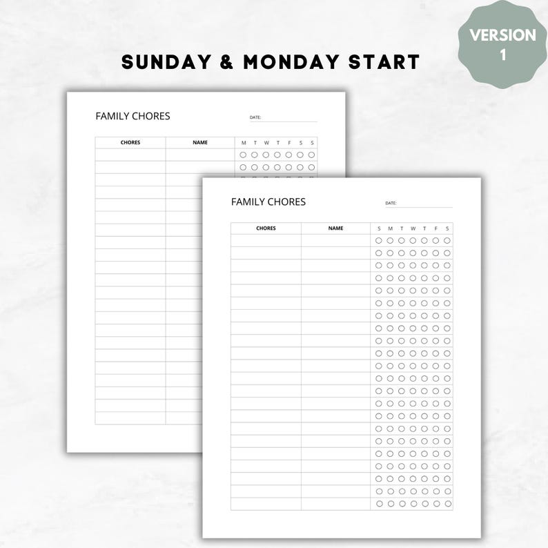 Weekly Family Chores, Printable House Responsibilities, Tasks for ...