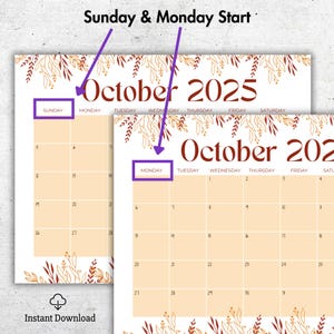 EDITABLE October 2025 Calendar, Academic Calendar, Beautiful Fall ...