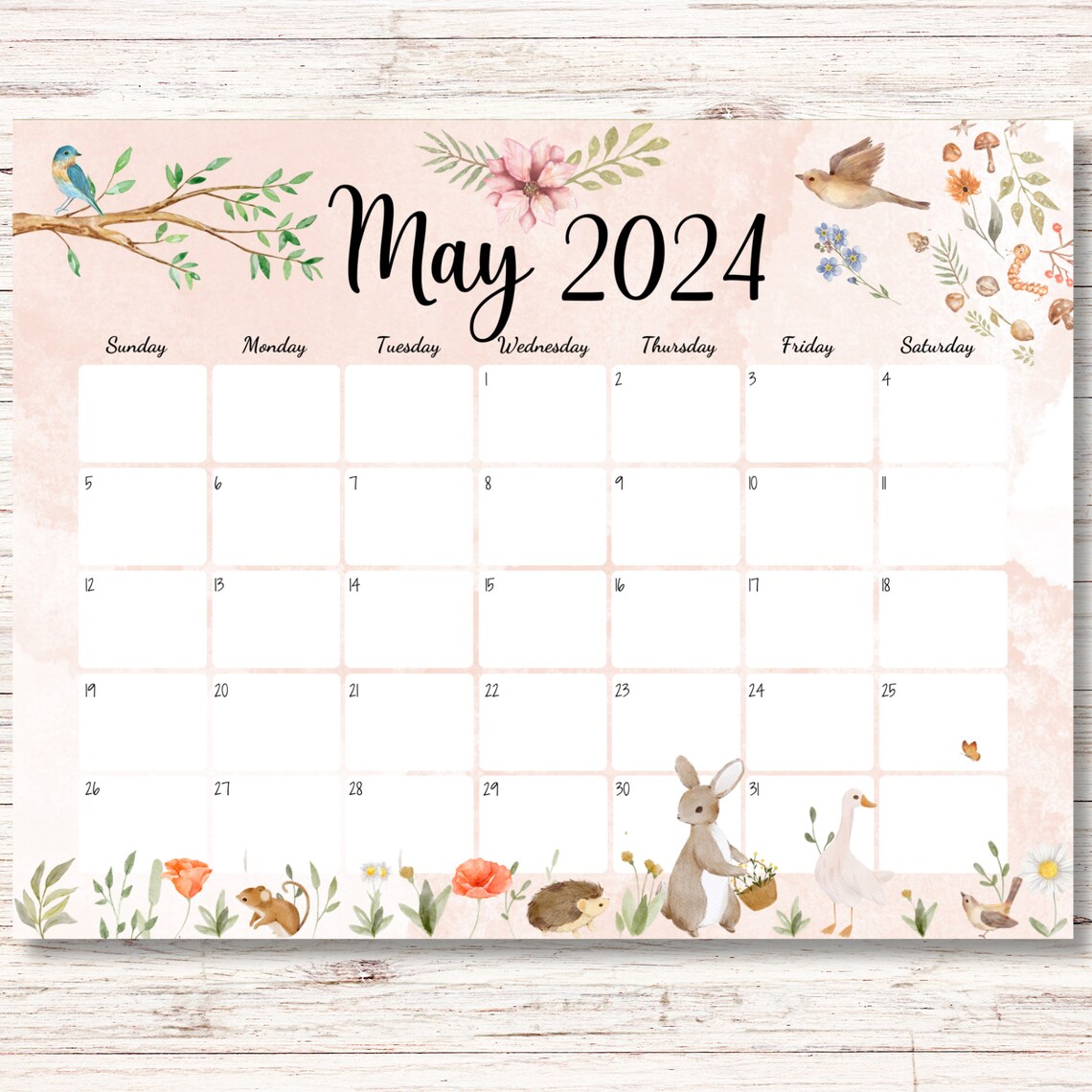 EDITABLE May 2024 Calendar, Printable May 2024 Calendar, Fillable ...