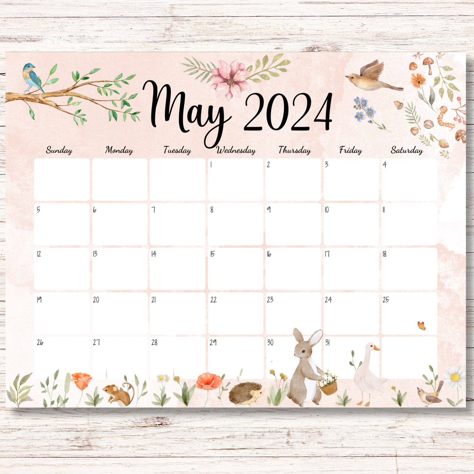 EDITABLE May 2024 Calendar, Printable May 2024 Calendar, Fillable ...