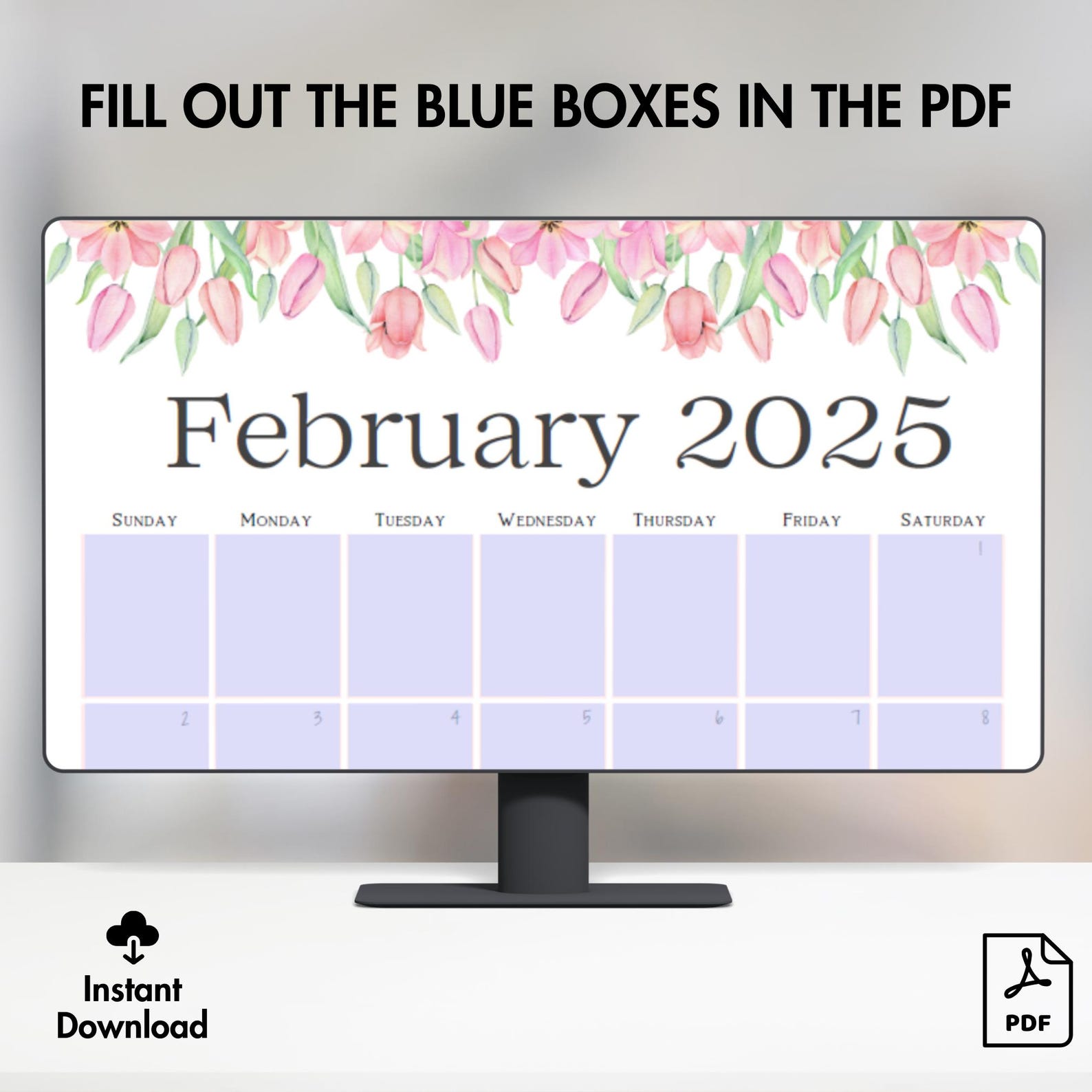 EDITABLE February 2025 Calendar, Printable February Calendar, Fillable ...