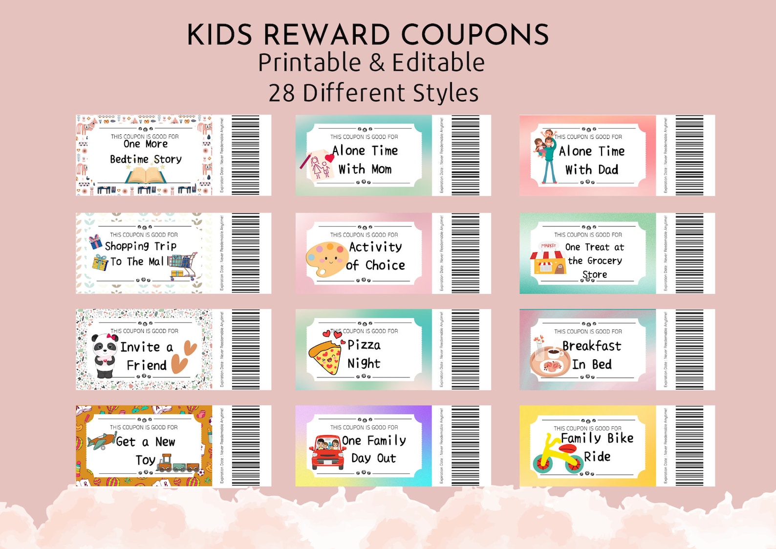 Printable Kids Reward Coupons Editable Reward Coupons - Etsy