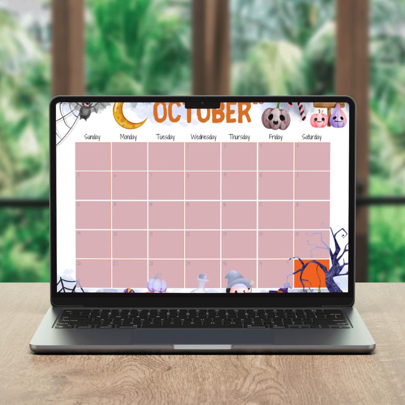 EDITABLE October 2025 Calendar, Happy Halloween, Pretty Ghost, Kid ...