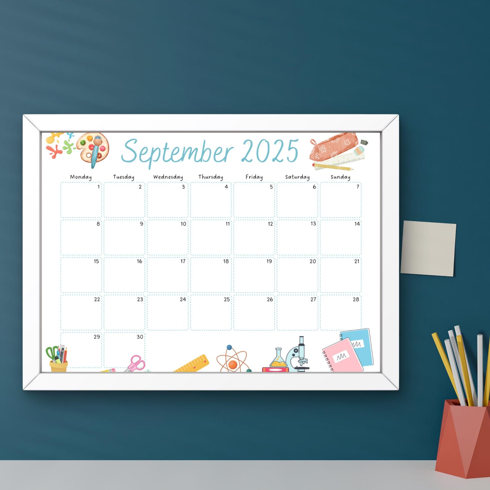 September 2025 Printable Calendar, Cute School-themed Fillable Planner ...