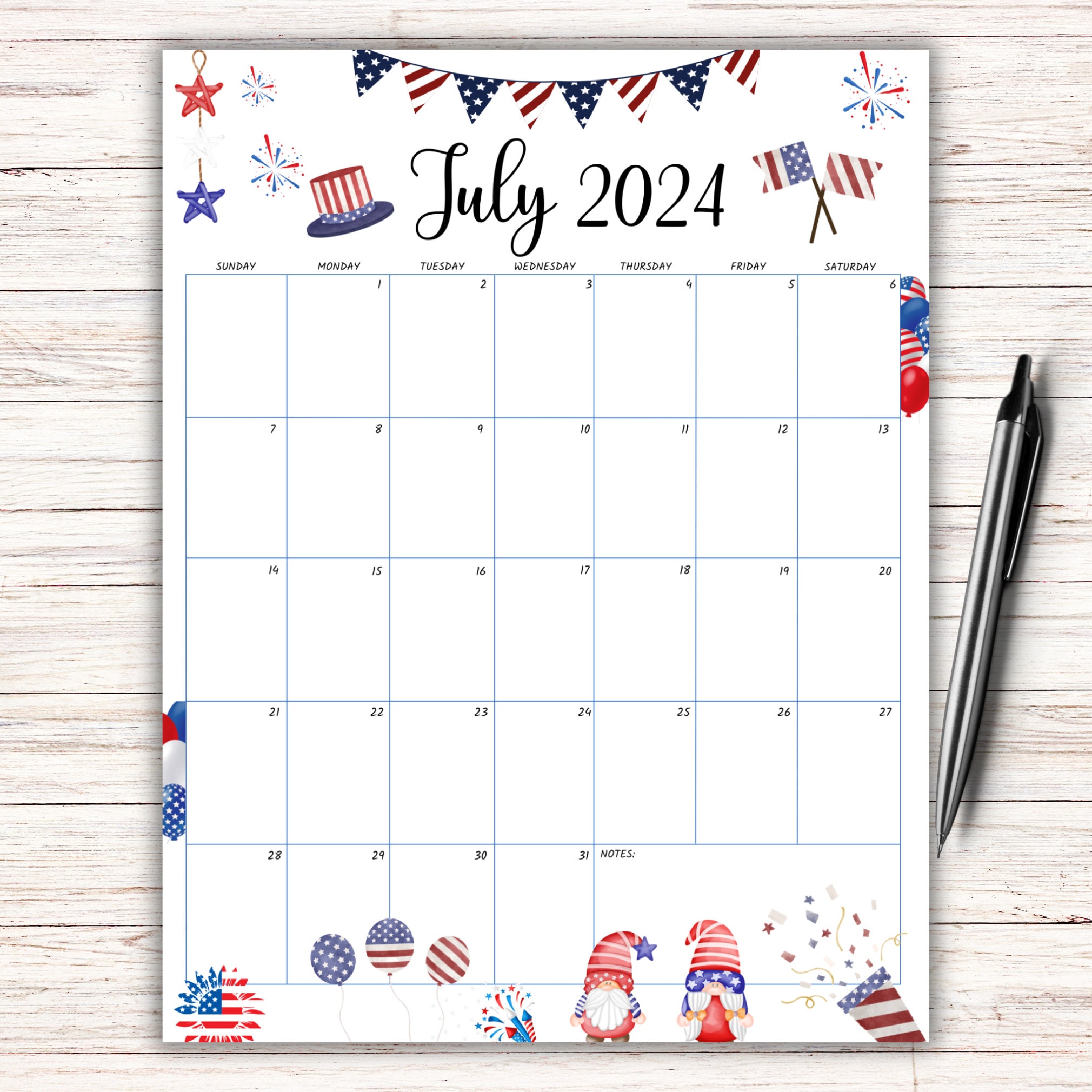 EDITABLE July 2024 Calendar, Monthly Planner, Printable Homeschool ...