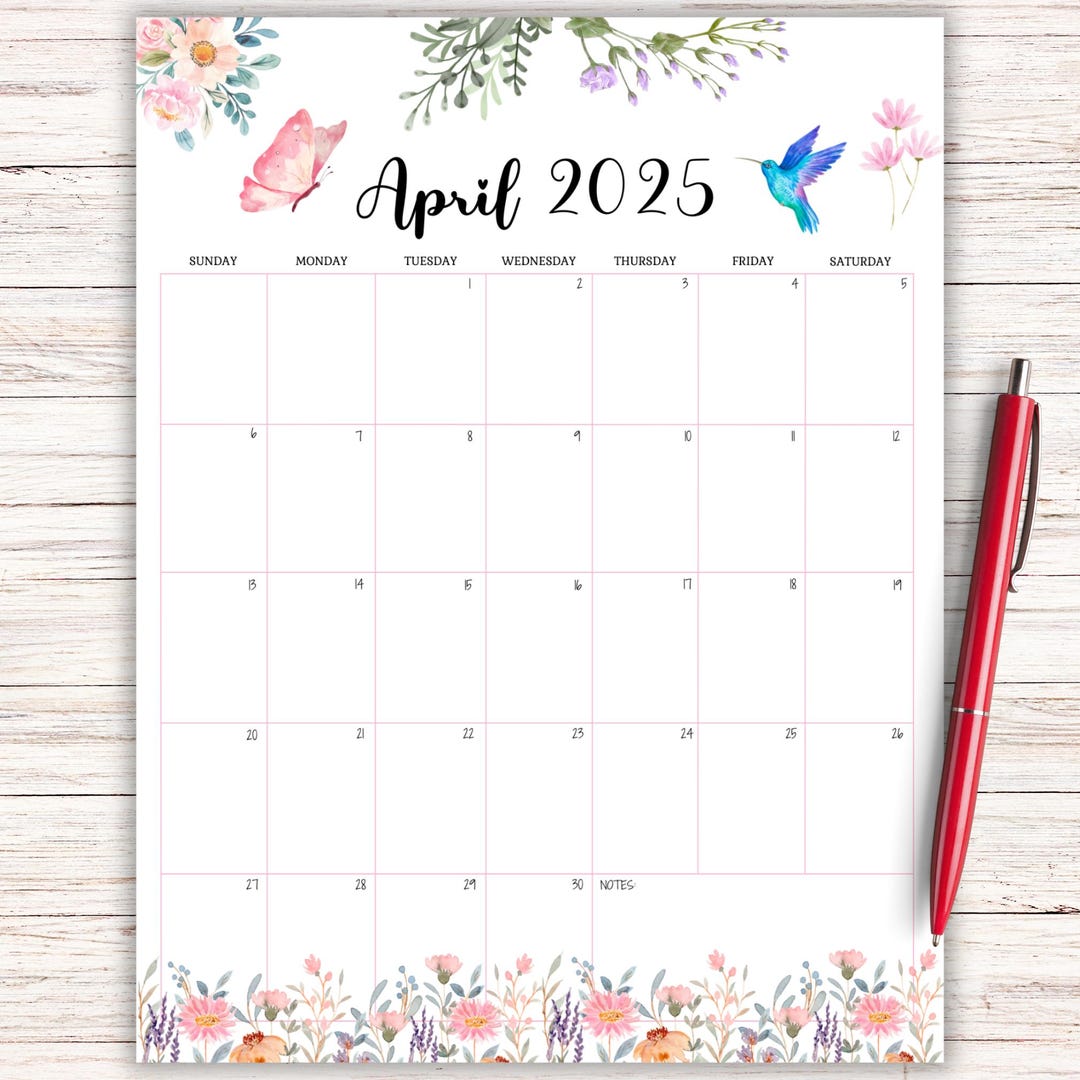 EDITABLE April 2025 Calendar, Printable 2025 April Planner, Fillable ...
