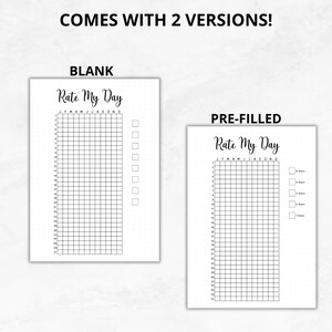 Rate My Day, Printable Mood Tracker, Daily Rating Tracker, Yearly Mood ...
