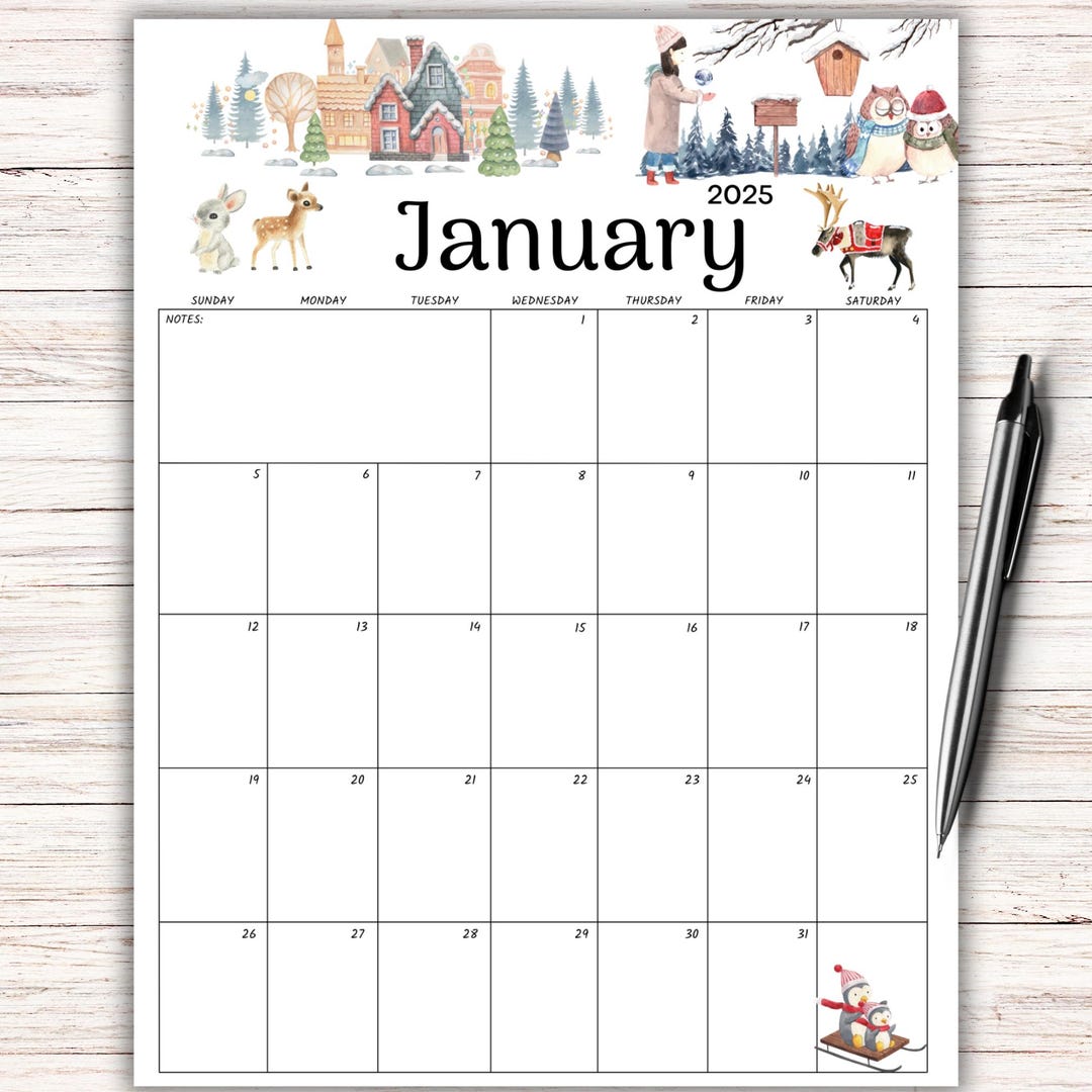 Printable 2025 January Calendar, Editable Monthly Planner, Homeschool ...