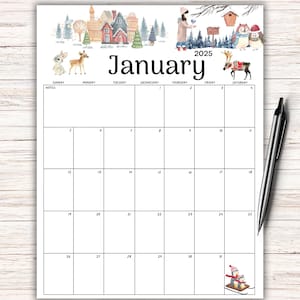 Printable 2025 January Calendar, Editable Monthly Planner, Homeschool ...