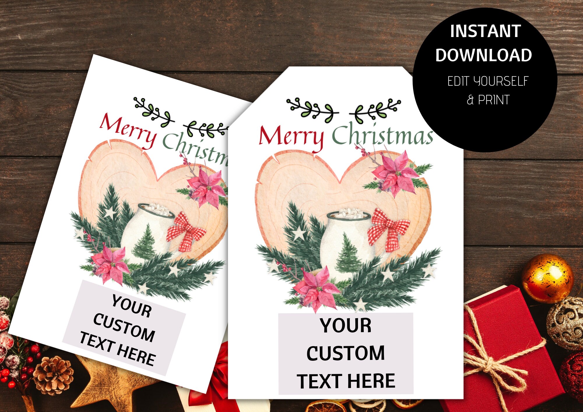 Printable Christmas Gift Tags Template Merry Christmas Tag - Etsy