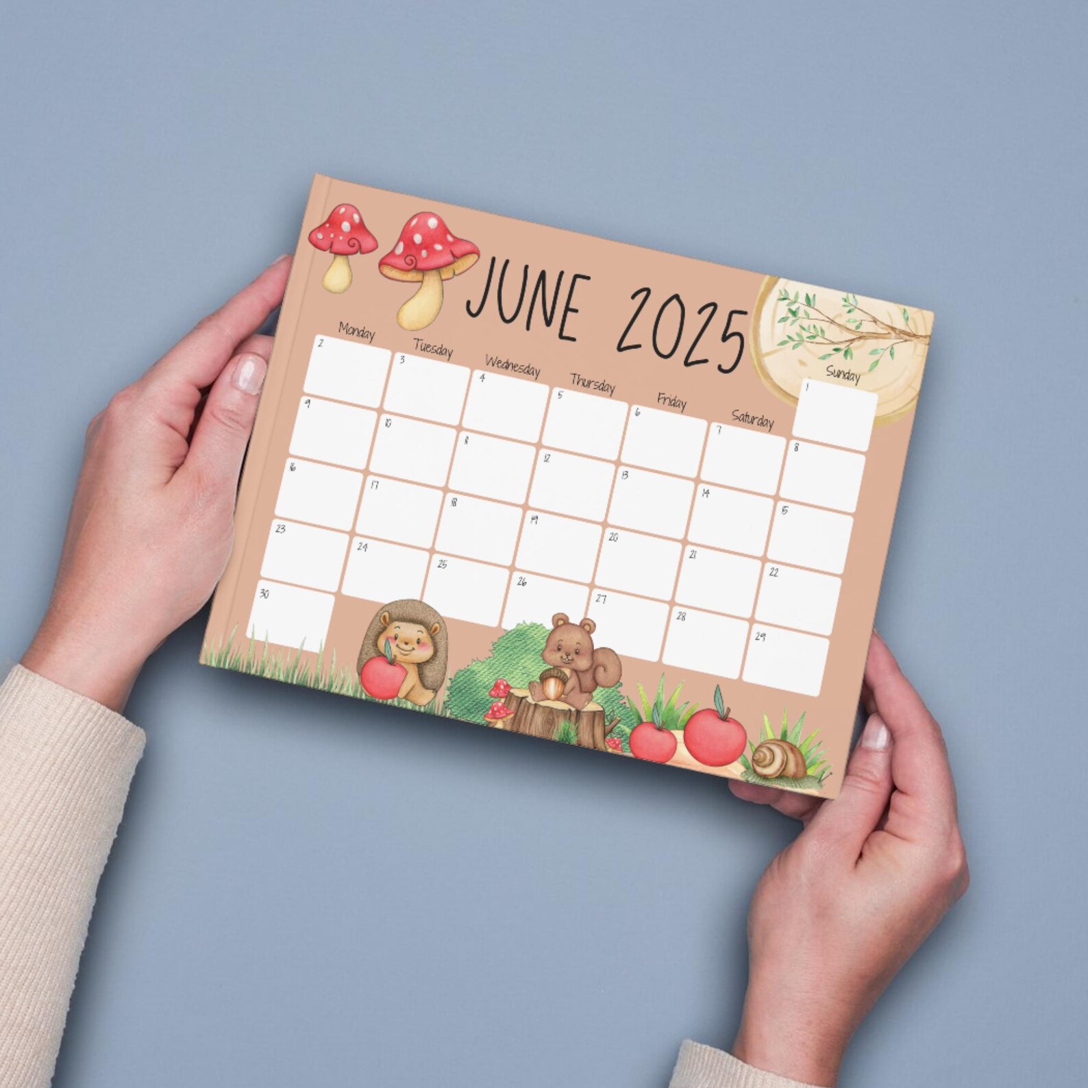 Woodland-themed June 2025 Calendar, Printable Monthly Planner, US ...