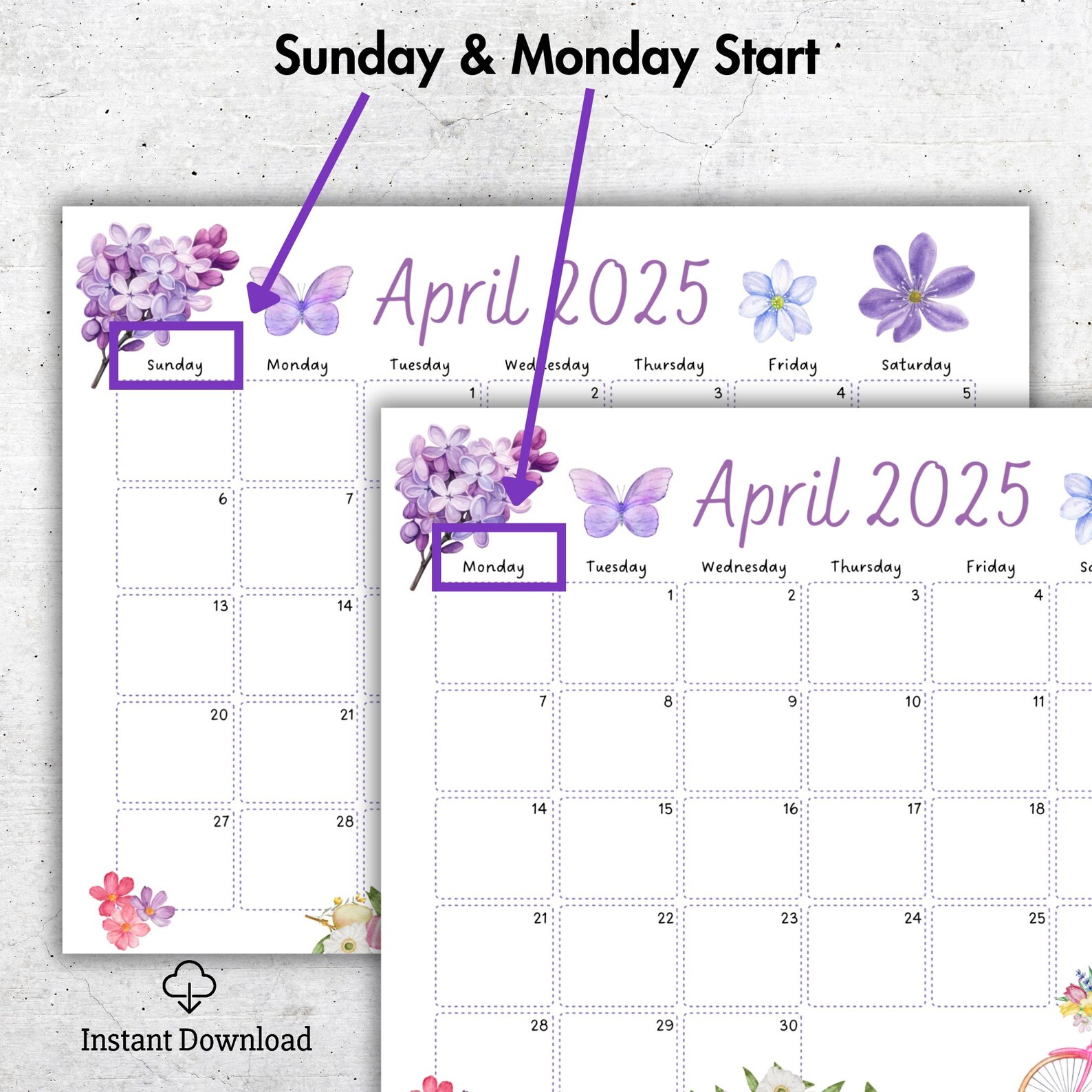 EDITABLE April 2025 Calendar, Beautiful Spring, Printable April ...