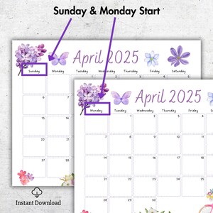 EDITABLE April 2025 Calendar, Beautiful Spring, Printable April ...