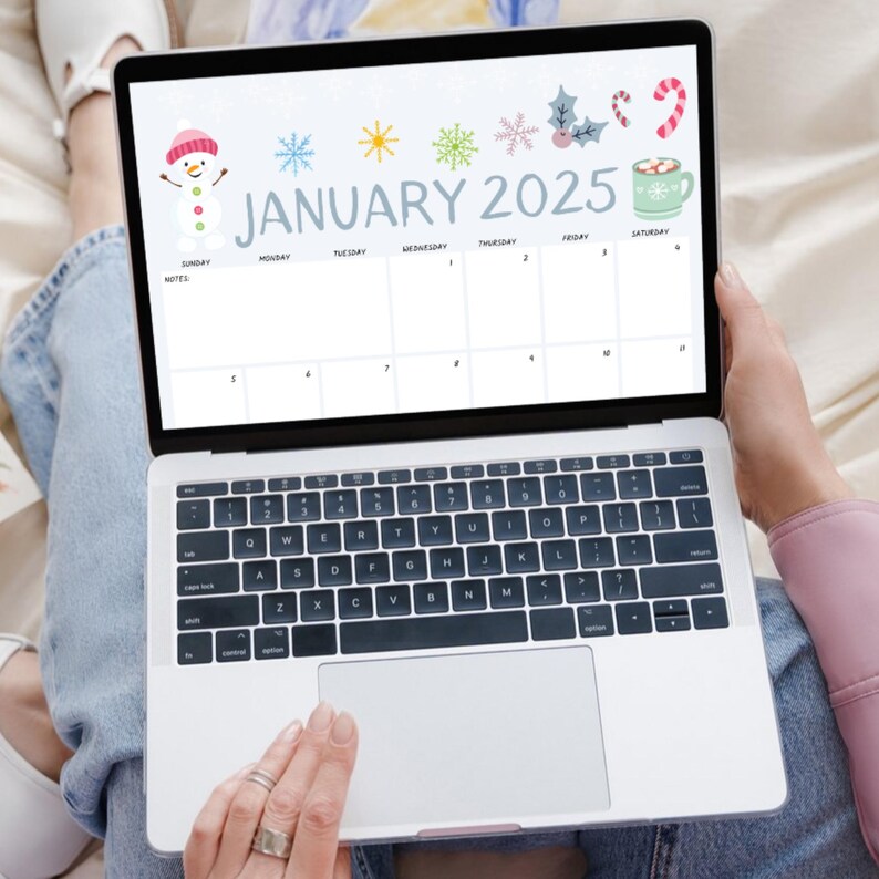 EDITABLE January 2025 Calendar, Beautiful Winter, Happy Snowmen ...