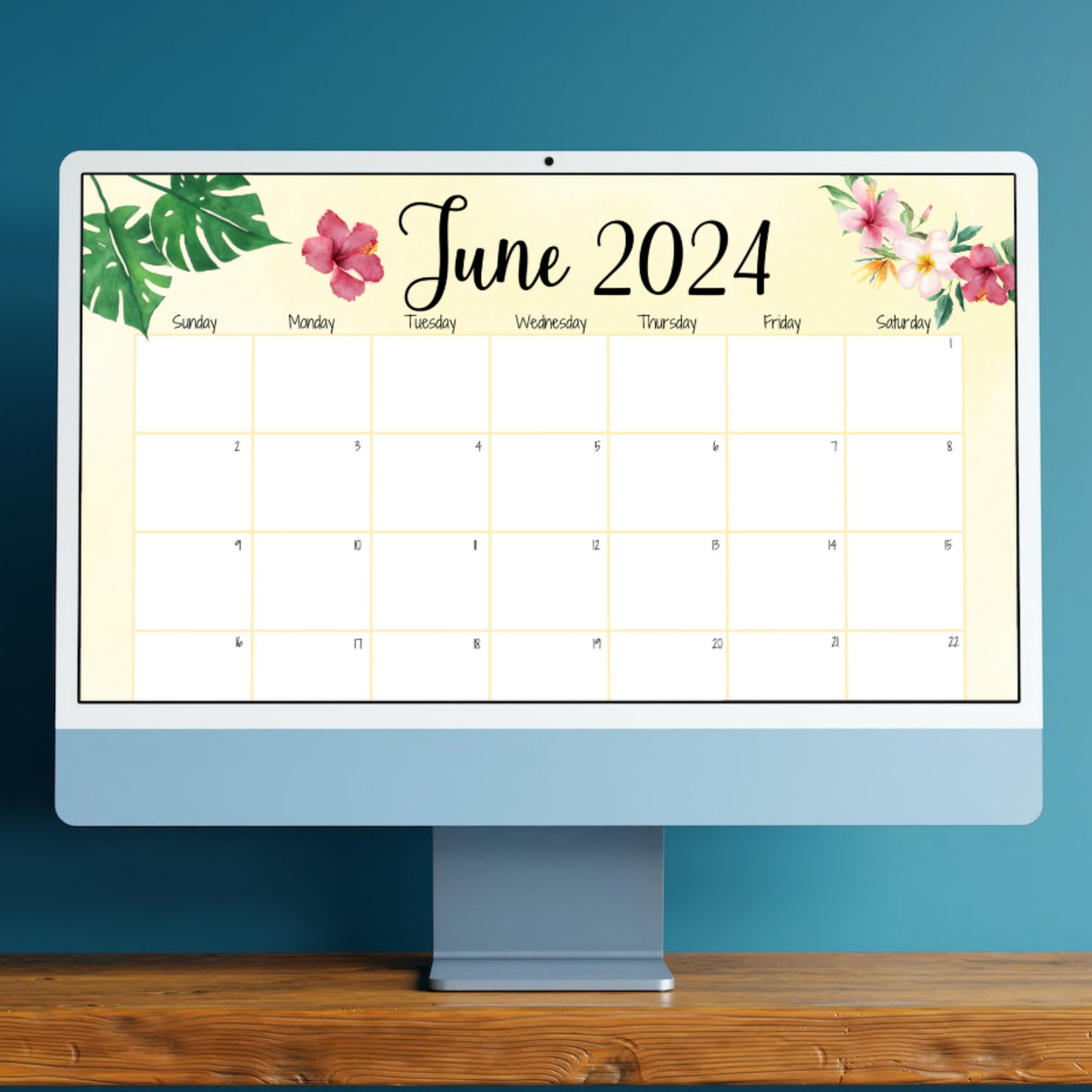 EDITABLE June 2024 Calendar, Beautiful Colorful Flowers, Fillable June ...