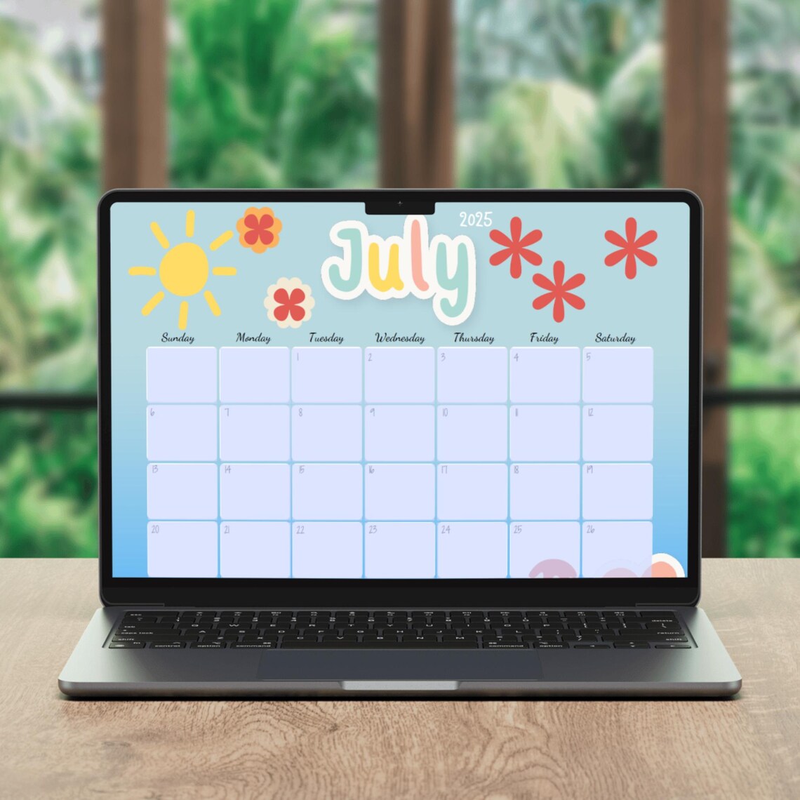 EDITABLE July 2025 Calendar, Colorful Happy Summer, Ice Creams and Sun ...