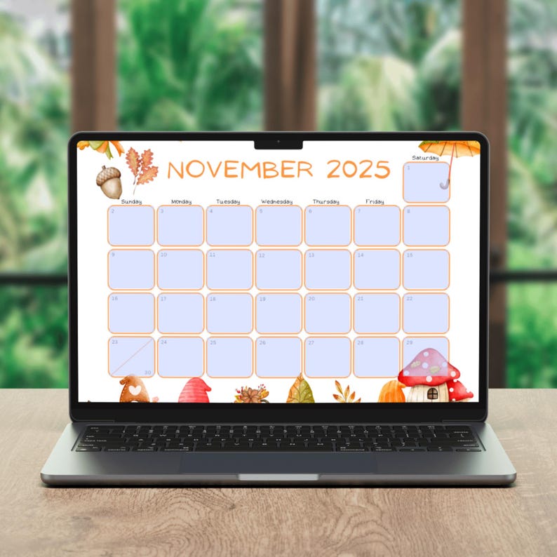 November 2025 Printable Calendar, Cute Gnome Fall Planner, Autumn ...